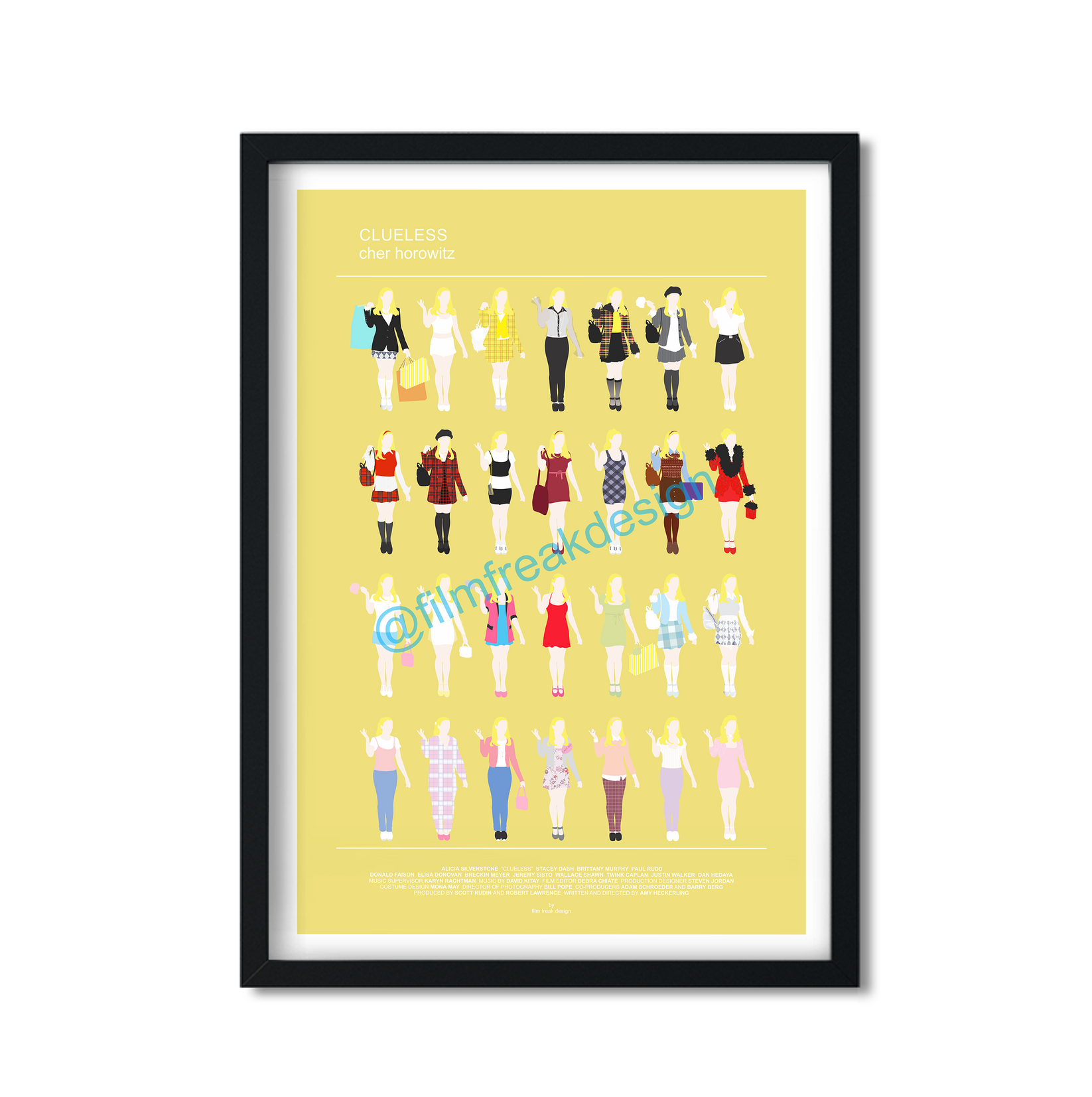 Clueless minimalist fashion illustration, Cher Horowitz poster